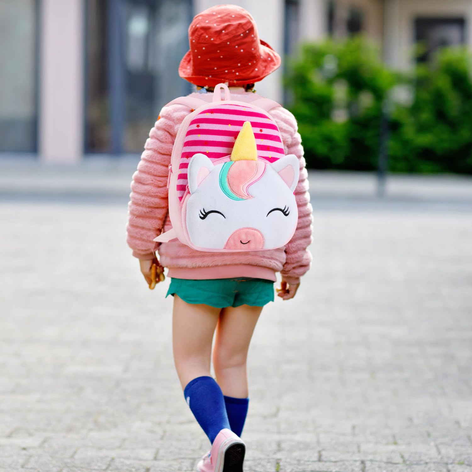 HONGTEYA Toddler Backpack Plush Backpack for Kids Soft Mini Backpack for Girls Animal Toys Pink Birthday Easter Christmas Gift for Age 1 2 3 4 5