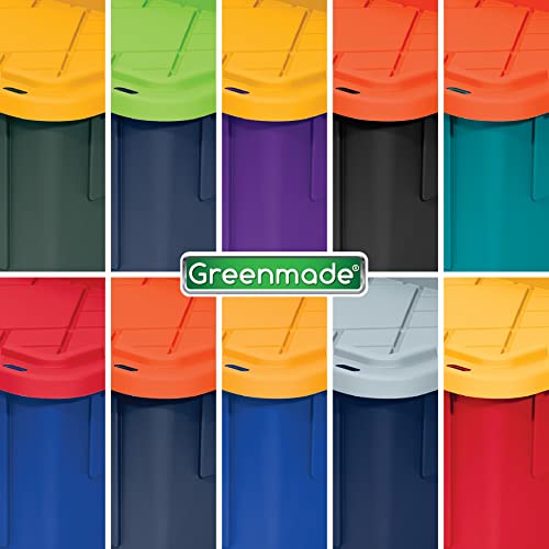 GREENMADE Extra Strong 27 Gallon Plastic Storage Bin, Multi Color, 4 Pack. Heavy Duty Built With Snap Fit Lid. Factory Direct (Navy & Green)