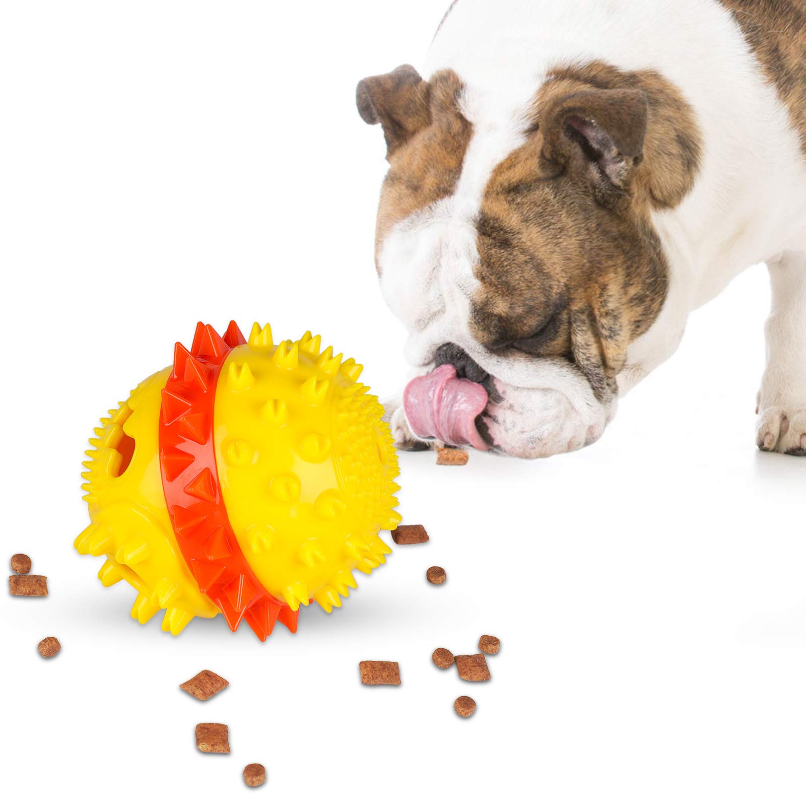 HALOVIE Dog Ball for Small/Medium/Large Dogs, Indestructible Dog Chew Toy Interactive Squeaky Ball (Yellow)