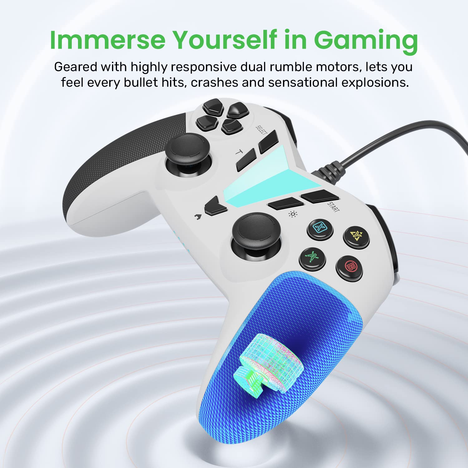 IFYOO PC Steam Game Controller, ONE Pro Wired USB Gaming Gamepad Joystick Compatible with Computer/Laptop(Windows 11/10/8/7/XP), Android(Phone/Tablet/TV/Box), PS3 - White&Black