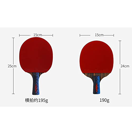 Hewen-Ping Pong Set Durable Professional Table Tennis Racket Table Tennis Bat Ping Pong Bat Set with 1 Rackets, 3 Balls Table Tennis Bat (Color : 6-Star, Size : Long)