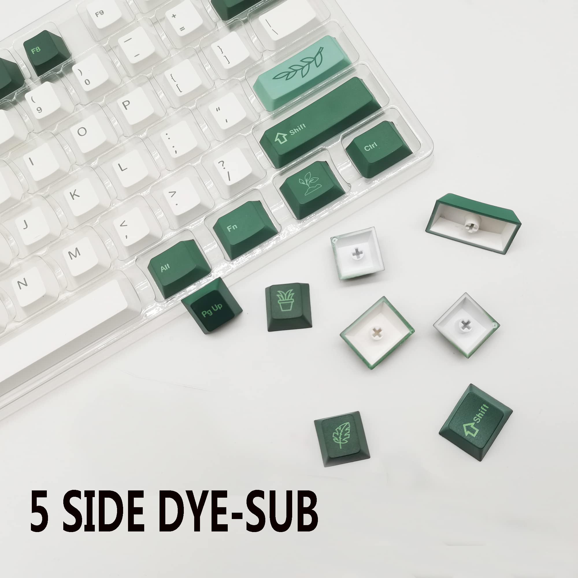 Guffercty kred PBT Keycaps 60 Percent with 6.25U Spacebar OEM Profile Double-Shot for Cherry MX Switch Mechanical Gaming Keyboard (Dolch)