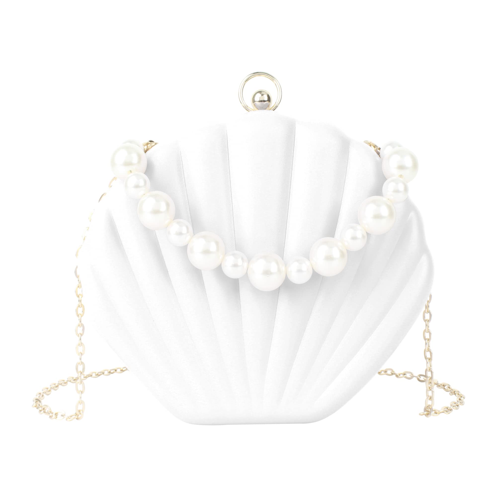 Goclothod Girls Seashell Shape Purse Glitter PU Leather Crossbody Shoulder Bag Mini Chain Purse