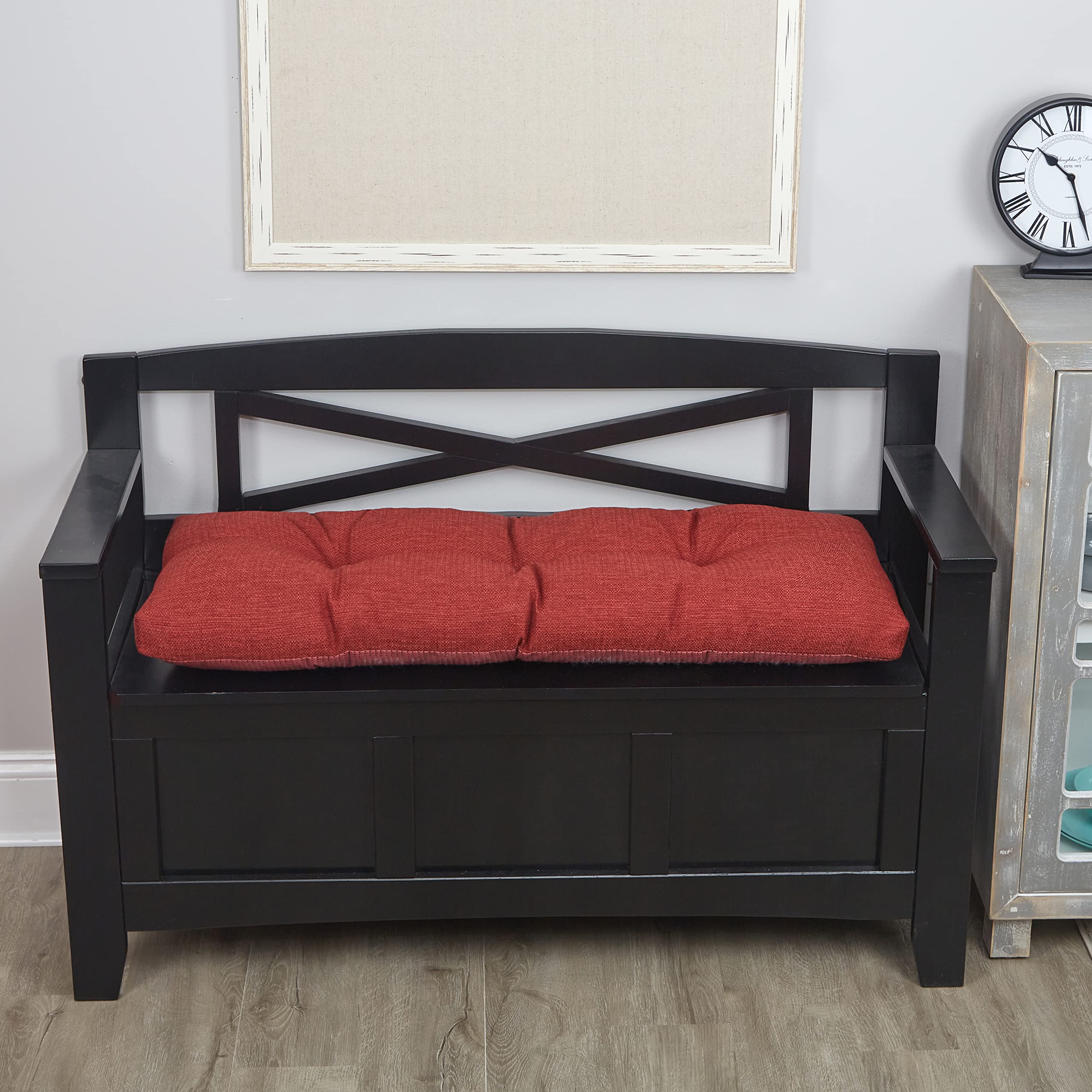 Klear Vu The Gripper Omega Non-Slip Tufted Bench Cushion for Indoor Furniture, Entryway Storage, Bay Window, Corner Nook or Piano Seat, 43 Inches, 09 Flame