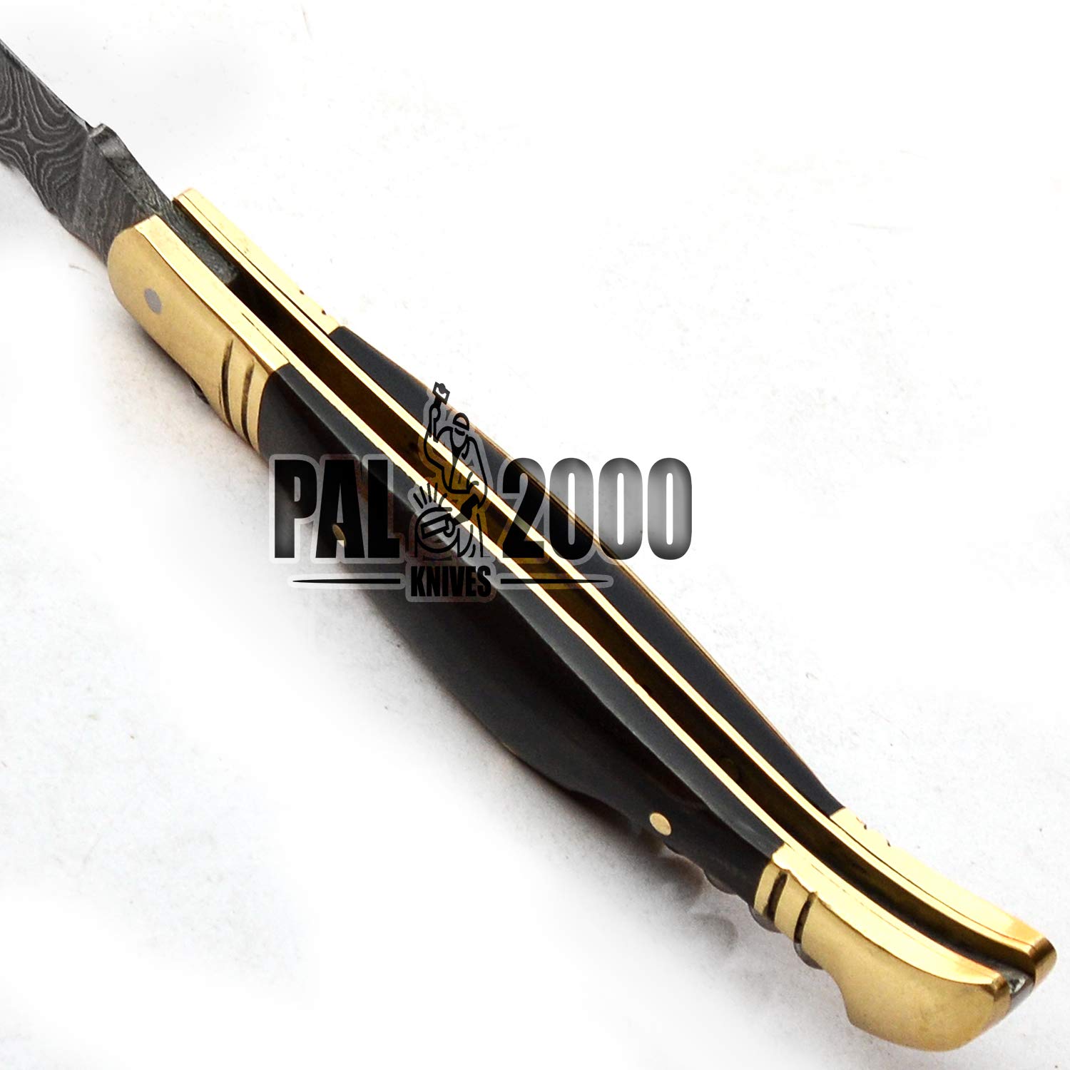 Handmade Damascus Steel Folding Pocket - Knife With Leather Sheath - Hunting - Camping - Fishing - Outdoors (9800)