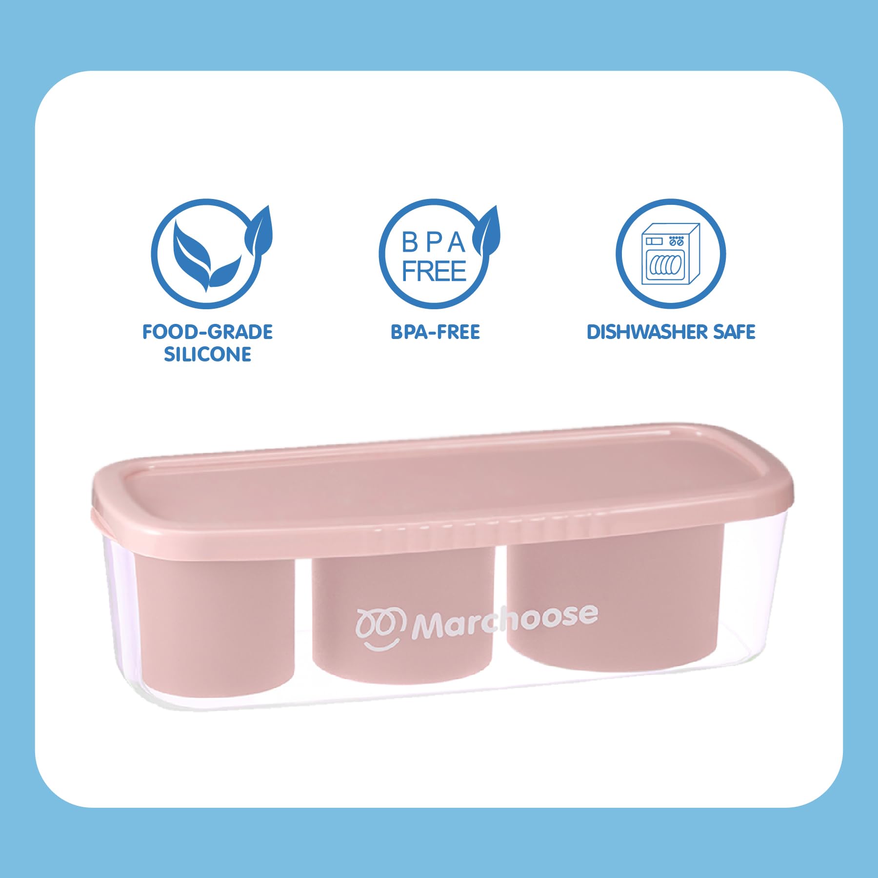 Marchoose Ice Cube Tray for Stanley Ice Mold Tumbler 30&40 Oz, Silicone Ice Mold with Lid & Bin for Freezer, Easy Push & Pop-Out Mold For Stanley Cup, Cocktails, Whiskey, Drinks, Coffee (Cool Mint)