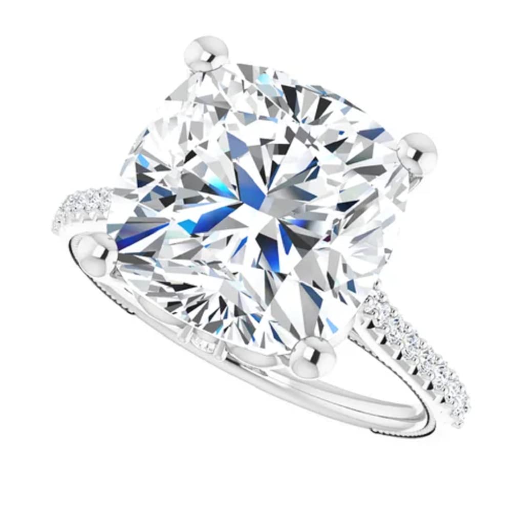 JEWELERYIUM 6 CT Cushion Cut Colorless Moissanite Engagement Ring, Wedding/Bridal Ring Set, Solitaire Halo Style, Solid Sterling Silver Vintage Antique Anniversary Promise Ring Gift for Women (7)