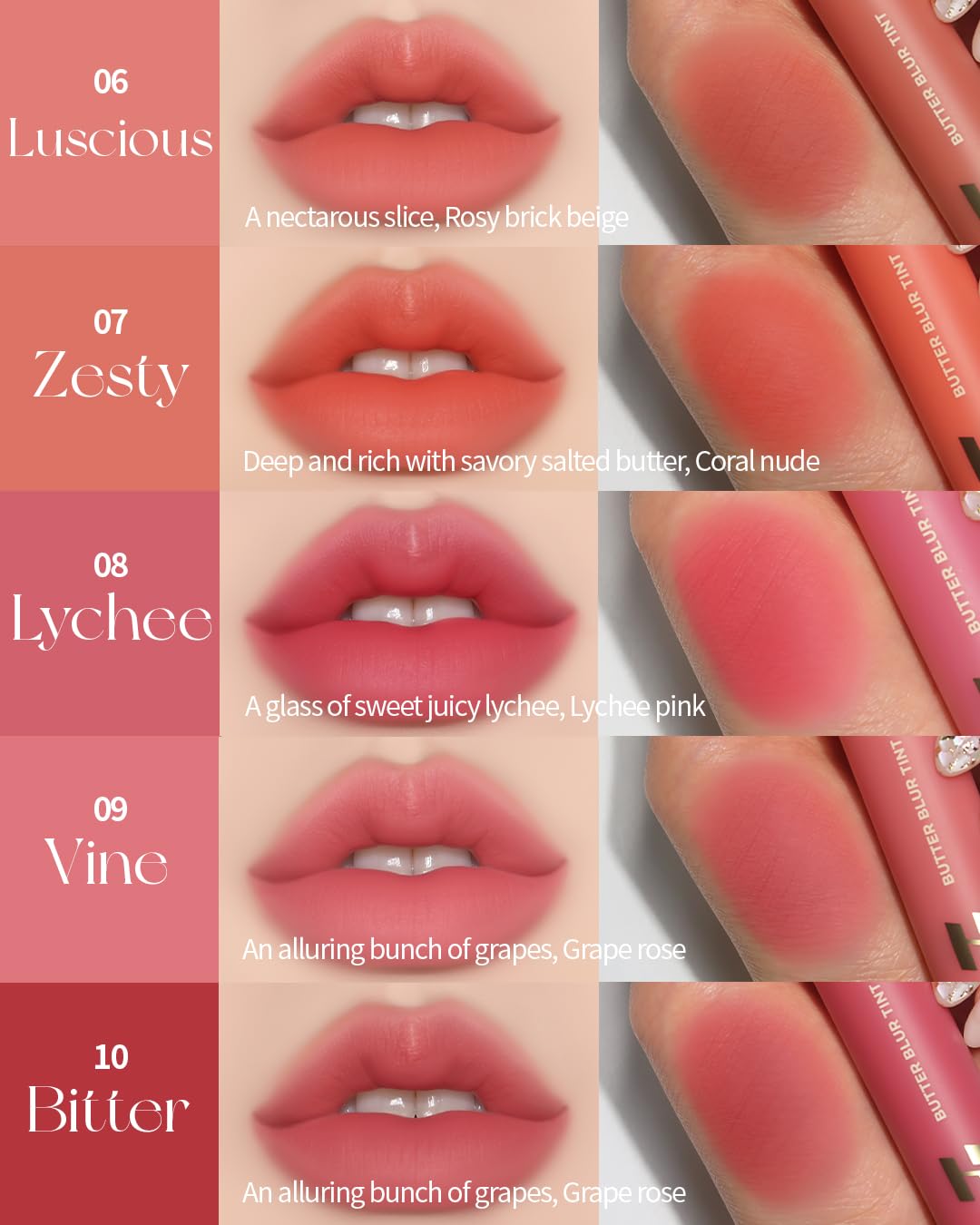 HOLIKA HOLIKA Butter Blur Lip Tint (09 VINE) - Korean Matte Lip Tint, Lightweight High-Pigmented Lips, Velvety Silky Smooth K-Beauty Lip Makeup, Long Wearing Formula