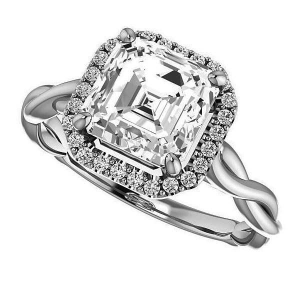JEWELERYN Wedding Bridal Ring Set, Bridal Statement Ring, Moissanite Engagement Ring Set, 2 CT Asscher Cut, 925 Sterling Silver in Prong Set, VVS1 Clarity, Best Gift for Her (8)