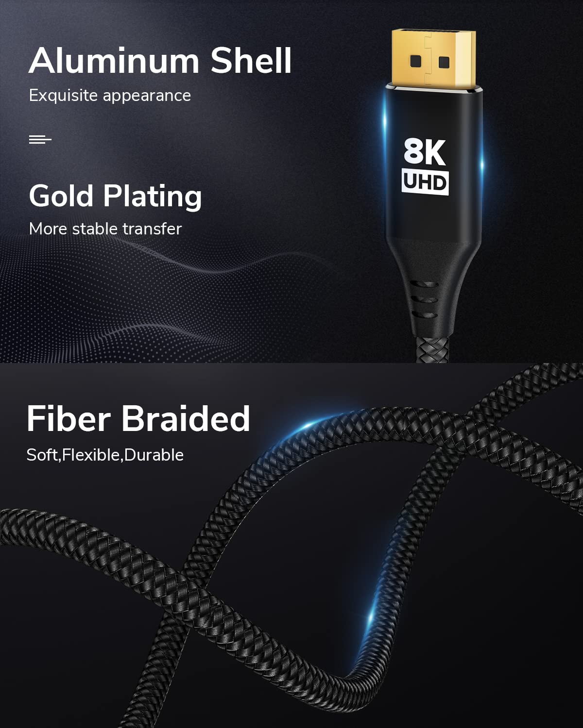 KELink USB C to DisplayPort Cable [8K@60Hz, 2K@240Hz], USB Type C to DP 1.4 Cable 6ft, [32.4 Gbps, Thunderbolt 3/4 Compatible] with MacBook Pro 2021/Air 2020, Mac Mini, iPad Pro, iMac, S20, XPS 15