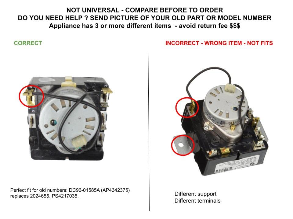 GLOB PRO SOLUTIONS 131905500 CKD2378 Dryer Timer 3" Length Approx. 9 Terminals Replacement for and Compatible with Frigidaire Kenmore White Westinghouse Heavy Duty