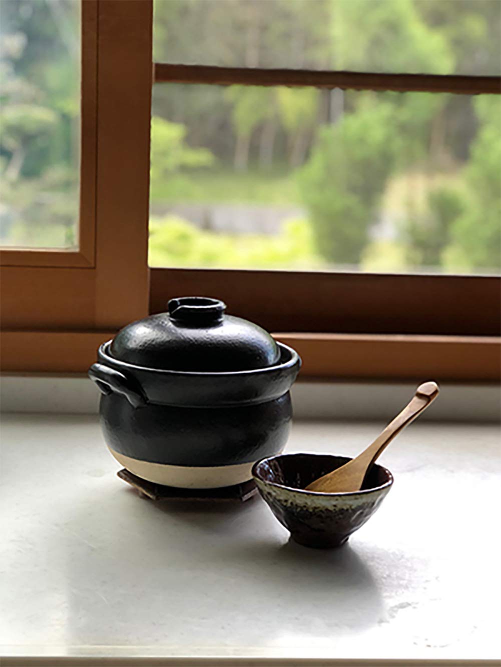 Japanese Donabe Rice Cooker, 3 Go, with Inner Lid, 1900ml, Made in Mie, Japan