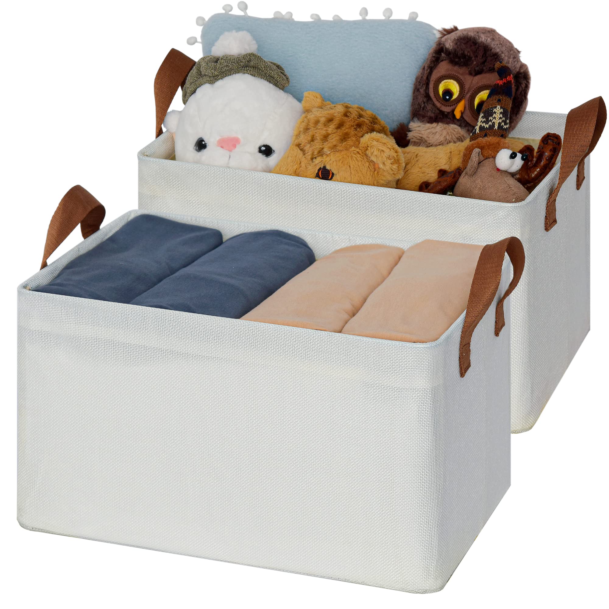 GRANNY SAYS Bundle of 3-Pack Closet Storage Bins with Lids & 2-Pack Lidless Storage Bins with Metal Frame