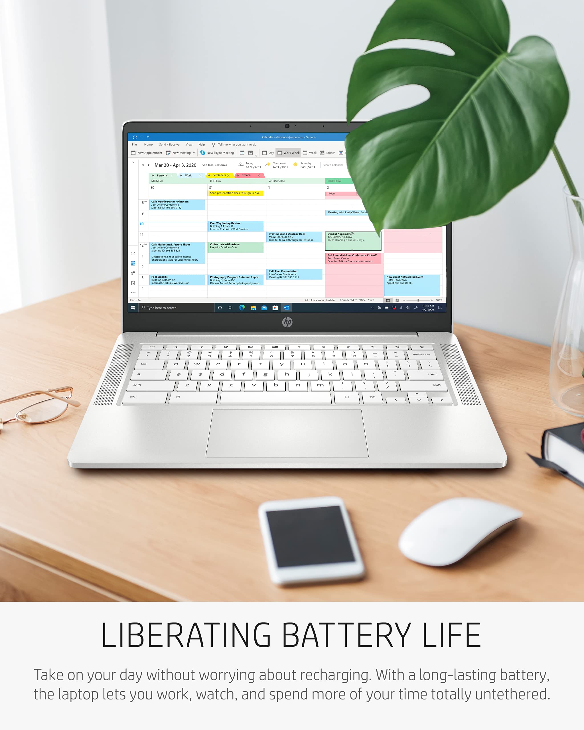 HP Chromebook 14-inch HD Laptop AMD 3015Ce 2.3 GHz 4GB DDR4 RAM, 32GB eMMC, AMD Radeon Graphics, USB Type-C, Wi-Fi, Bluetooth, ChromeOS, 14a-nd0030nr Forest Teal (Renewed)