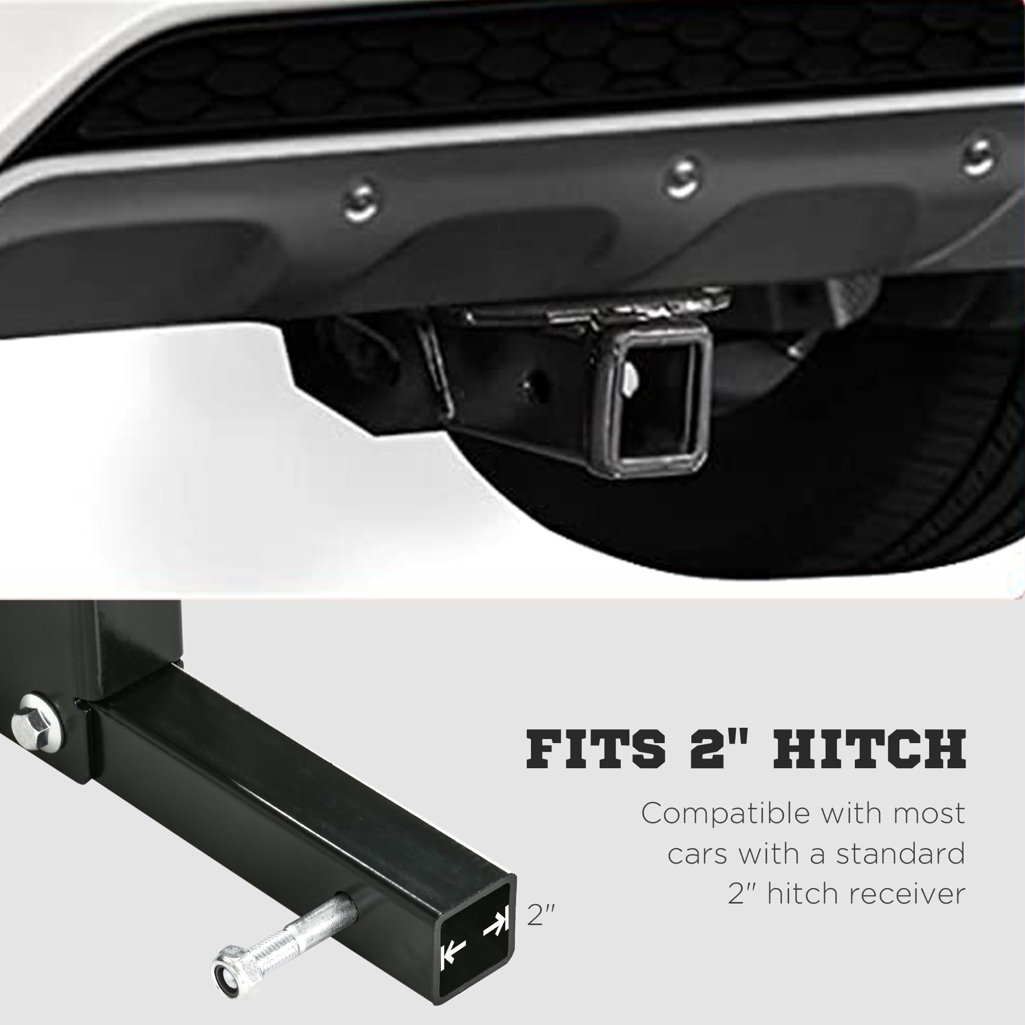 HOMCOM 4 Bike Rack Hitch Mount for Car, Truck, SUV, Minivan, Foldable Bicycle Carrier for 2" Hitch Receiver with Easy Trunk Access, 155 lb. Weight Capacity
