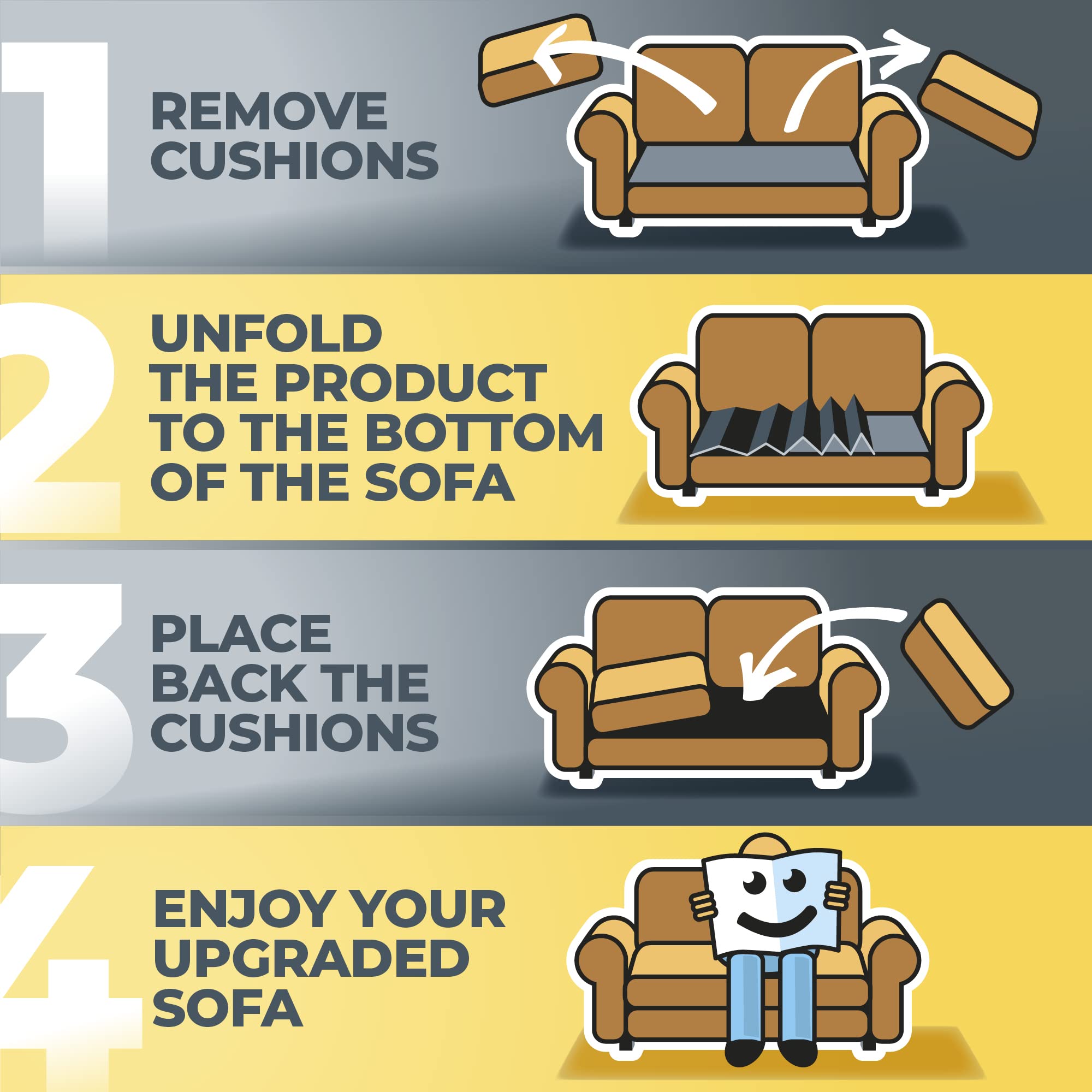 Golden Home Essentials XL 23.2in x 68in Couch Support for Sagging Cushions - Extra Wide Sofa Cushion Support Board - 0.4in Saggy Couch Cushion Support for Sagging Seat - Sagging Couch Support Board