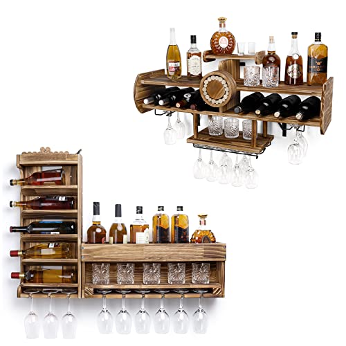 Homde Wine Rack Wall Mounted Wood + Airplane Wine Wall Bar