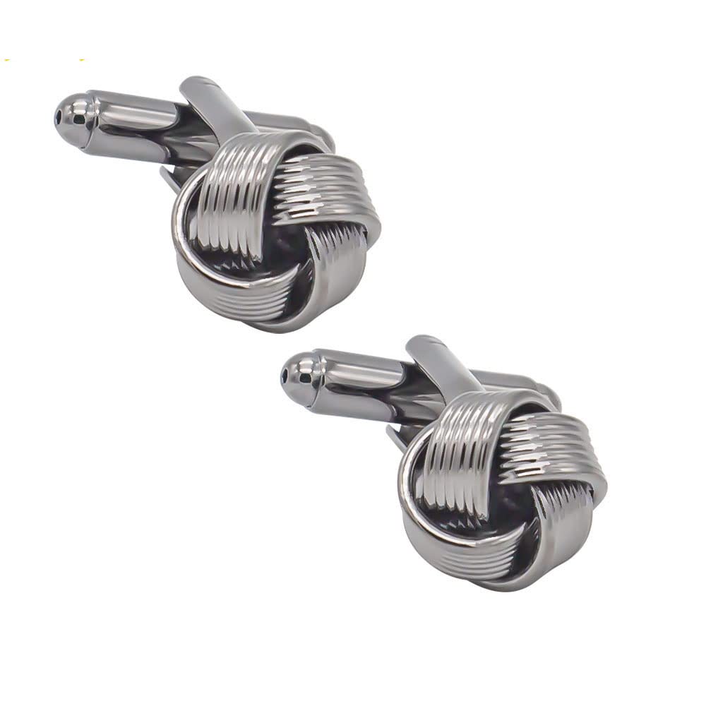 Gun Black Bayy Twist Cufflinks Glossy Metal Men's Cuff Studs French Shirt Cuff Buttons (A)