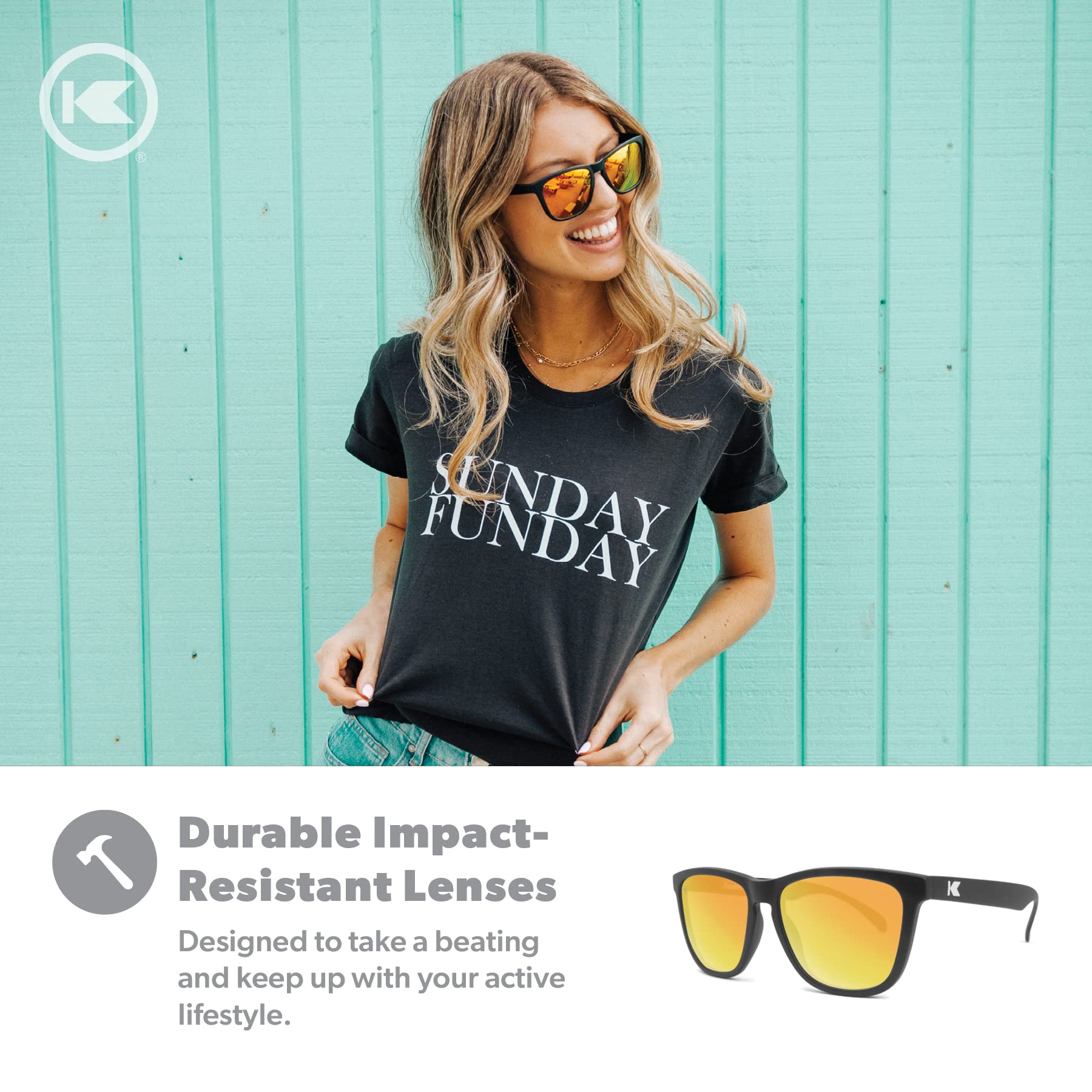 Knockaround Classics Polarized Sunglasses for Men & Women - Impact Resistant Lenses & Full UV400 Protection, Black On Black Frames/Black Lenses