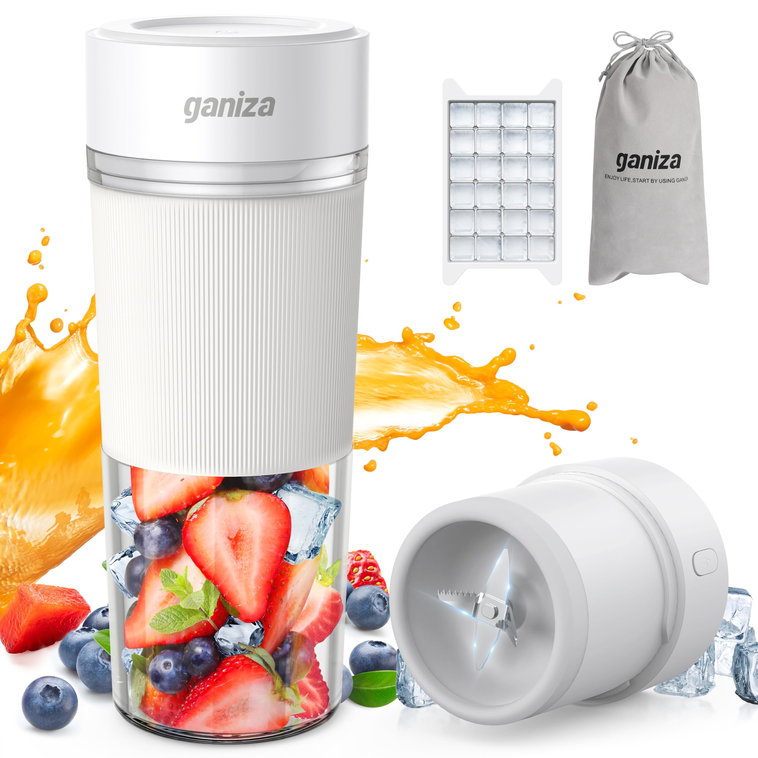 Ganiza Smoothies,900W Countertop Blender Grinder Combo for Kitchen, Smoothies Maker with 1 * 24oz & 2 * 17oz &10oz To-Go Cups, 15-Pieces Personal Blender with Recipe