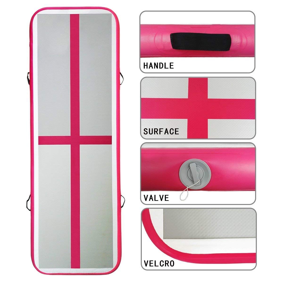 Inflatable Air Gymnastics Mat Training Mats 10ft/13ft/16ft/20ft Gymnastics Tracks for Home Use/Training (Pink)