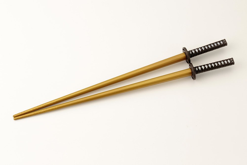 Japanese Samurai Katana Chopsticks - Three Heros (Ieyasu Tokugawa) / with a sword stool type chopstick rest