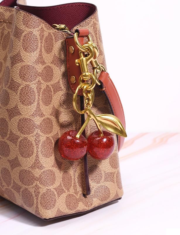 Lulupia Glitter Cherry Bag Charm,Cherry Keychain Charms Accessory for Purses Bags Handbags
