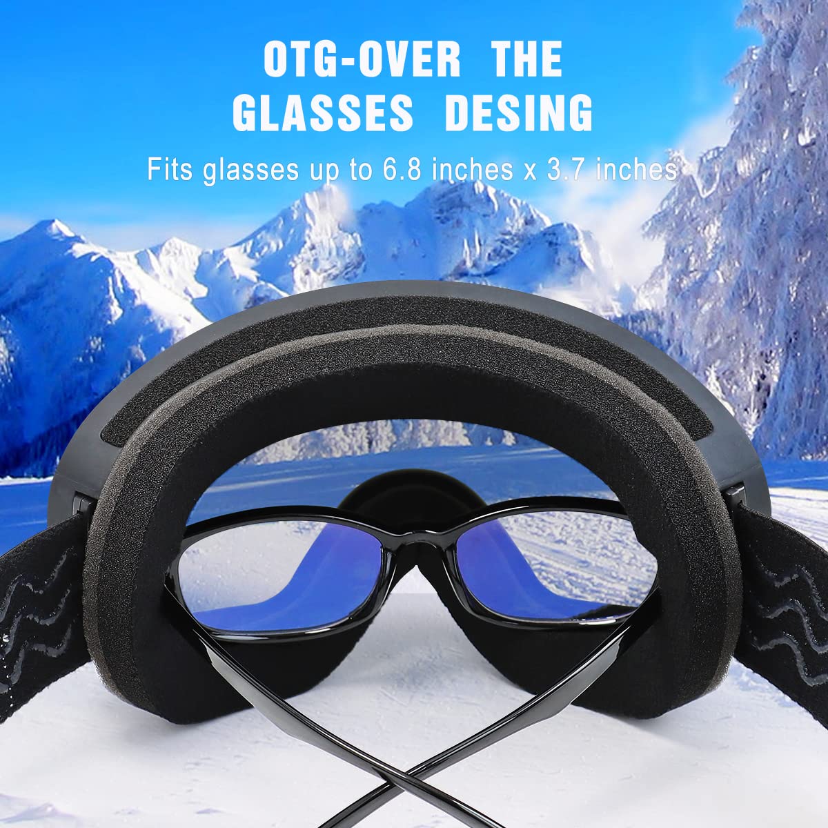 Henoty Ski Goggles, Snowboard Goggles for Men Women Youth – 100% UV Protection, Foam Anti-Scratch Dustproof (Frameless) (A1-B/M)