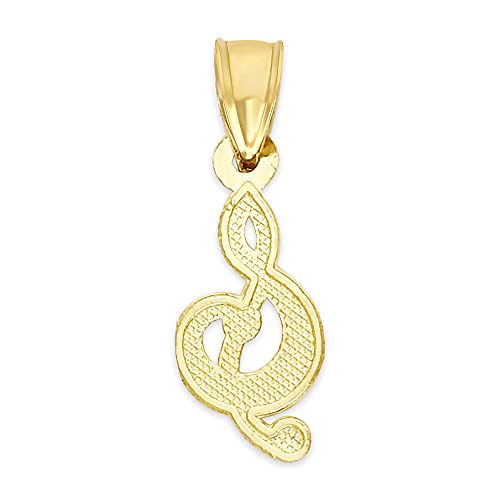 Generic 10k Solid Gold Trebel Clef Pendant, Music Note Jewelry, Musician Gifts for Her, Yellow, One Size