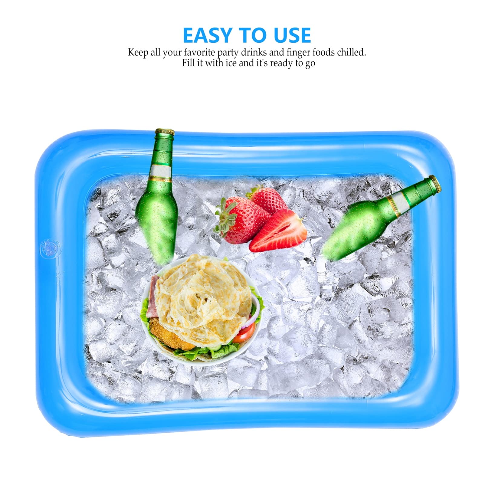 Hemoton 4pcs Inflatable Pool Serving Bar Salad Ice Tray Food Drink Containers Buffet Cooler for Pool Use Bar Party Accessories Inflatable Cooler 60x45cm