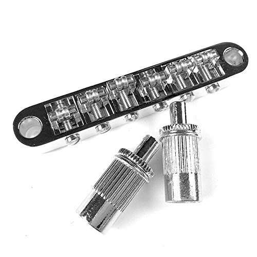 Guitar Tune-O-Matic Roller Saddle Bridge for Gibson EPI Les Paul LP SG Style 6 String Electric Guitar Replacement Part Chrome/Black (Chrome)