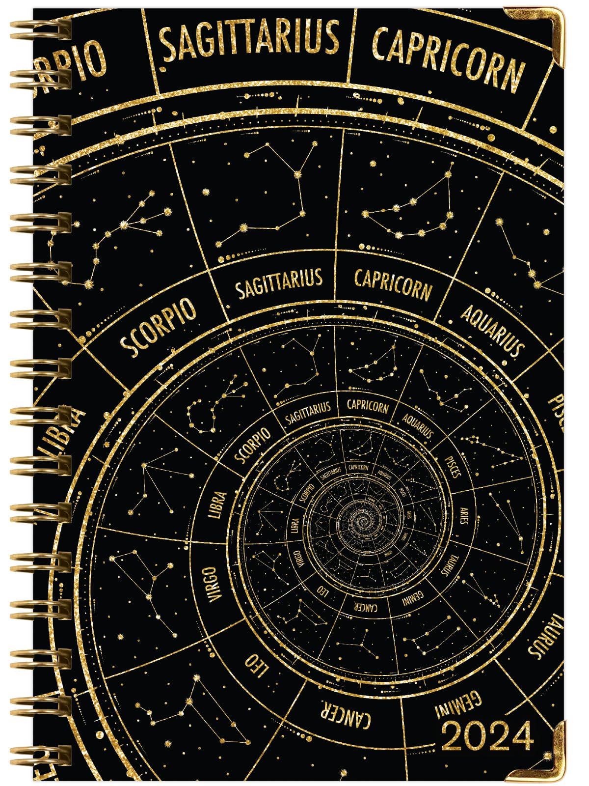 HARDCOVER 2024 Planner: (November 2023 Through December 2024) 5.5"x8" Daily Weekly Monthly Planner Yearly Agenda. Bookmark, Pocket Folder and Sticky Note Set (Zodiac)