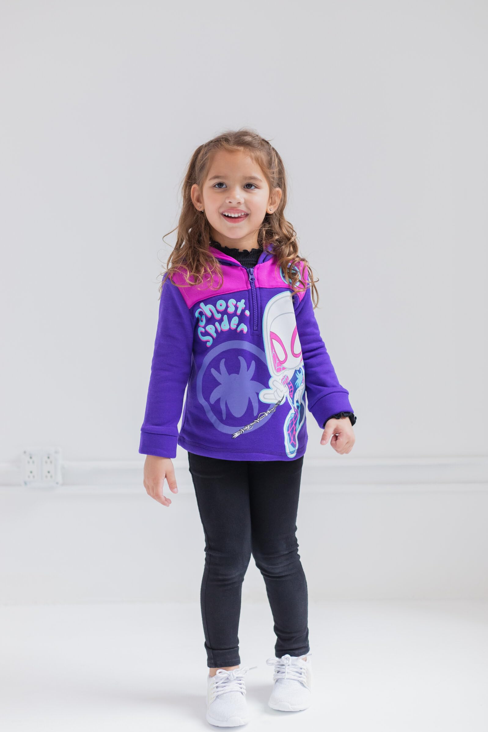 Marvel Spider-Man Ghost-Spider Toddler Girls Fleece Half Zip Fashion Hoodie Blue 5T