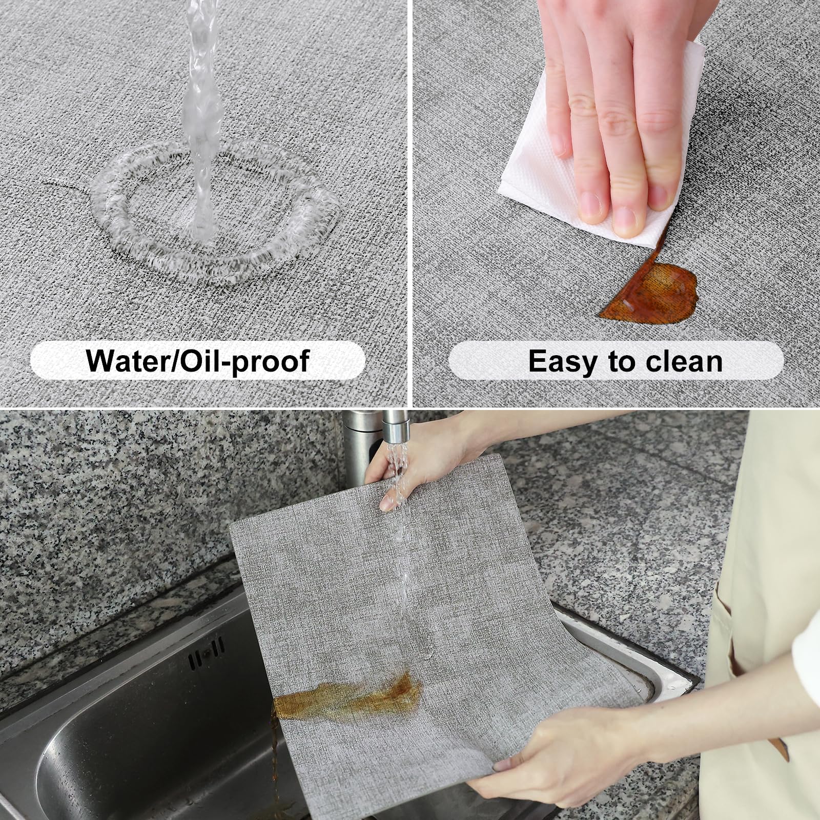 Homaxy Faux Leather Heat Resistant Placemats for Dining Table Set of 6, Waterproof Wipeable Washable PU Table Mats, Easy to Clean Anti-Slip Place Mats, 11.8" x 17", Light Grey