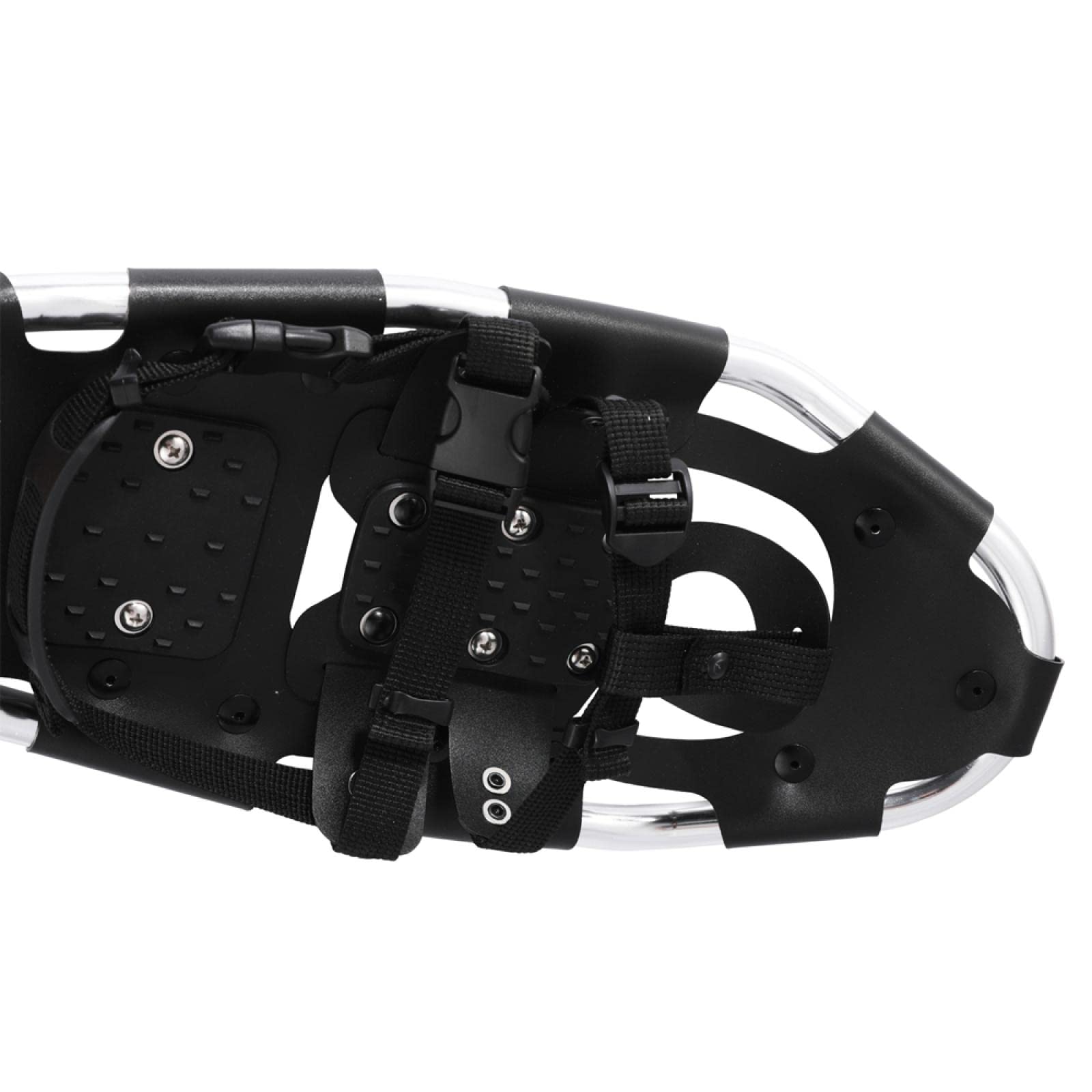 HAUBIS 8 * 25'' Outdoor Non-Slip Mountaineering Ski Equipment Snow Walking Anti-Fall Artifact Snowshoes Silver Frame Black