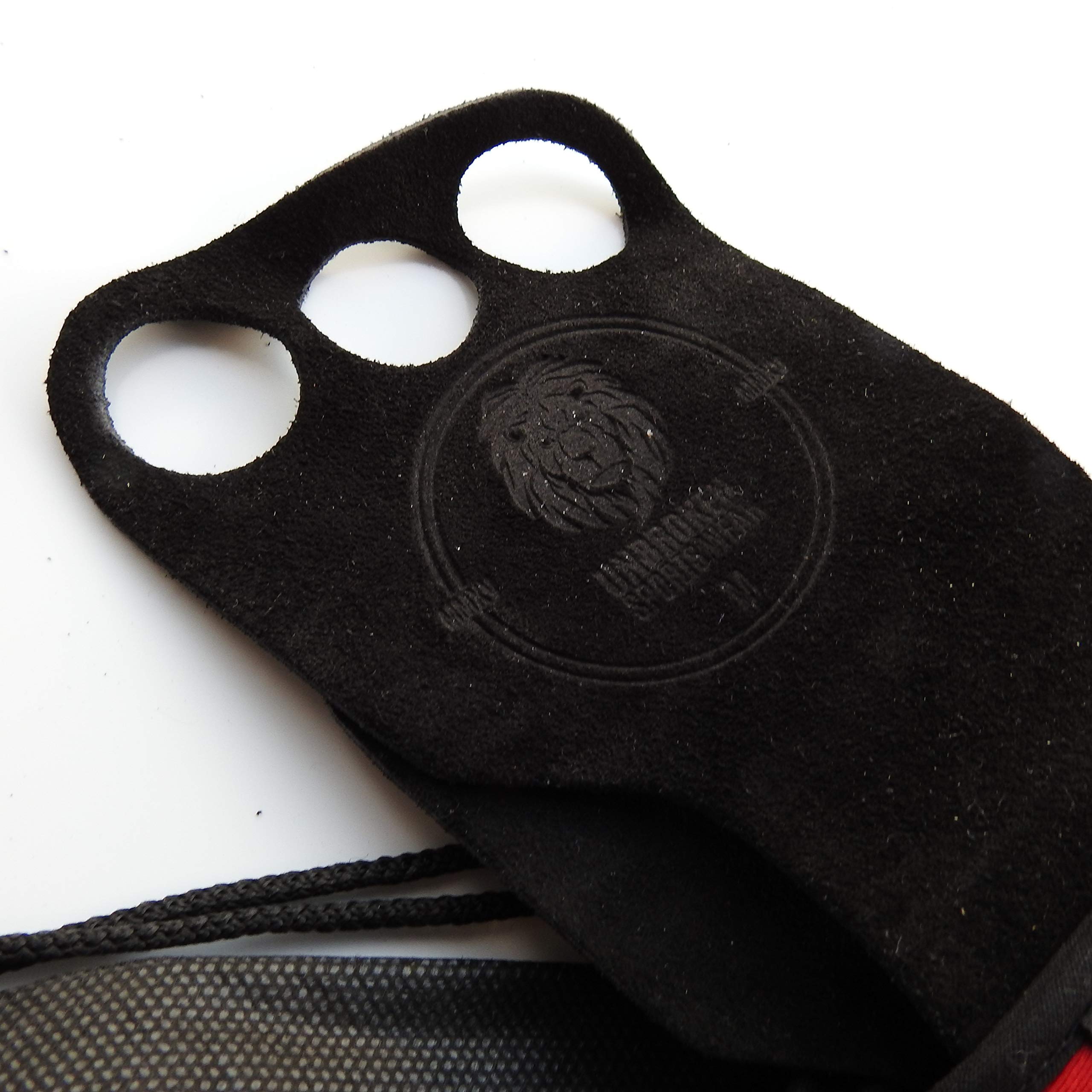 Gymnastics Grips - Hand Wrist Lift Gloves perfect for WOD, pullups, Weight Lifting, Chin ups, Training, Exercise, Kettlebell. Protects Palms! Black Suede Leather + Neoprene Wrist support (Red, Medium)