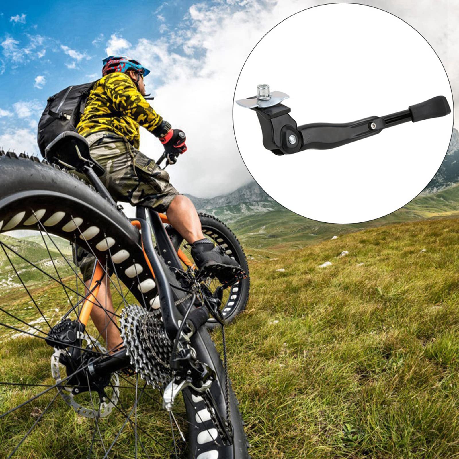 HelloCreate Bike Aluminium Alloy Middle Support Side Rack Kickstand for Mountain Road Bicycle, Bicycle Side Support