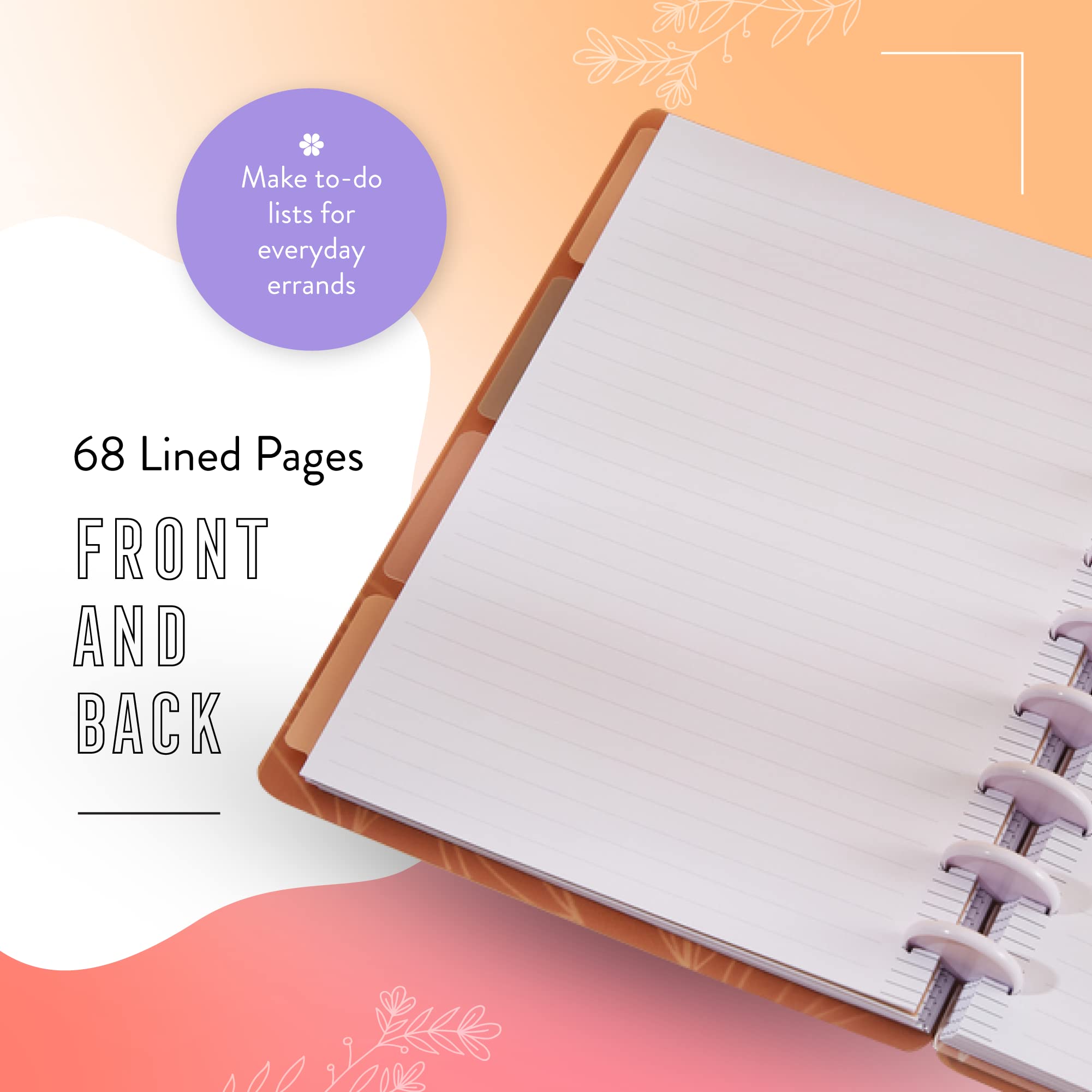 Happy Planner Plans + Notes Undated Classic-Size Planner Journal Bundle with 100-Sheet Planner Refill-Paper Pack, Neutral Farmhouse, 7" x 9 1/4"