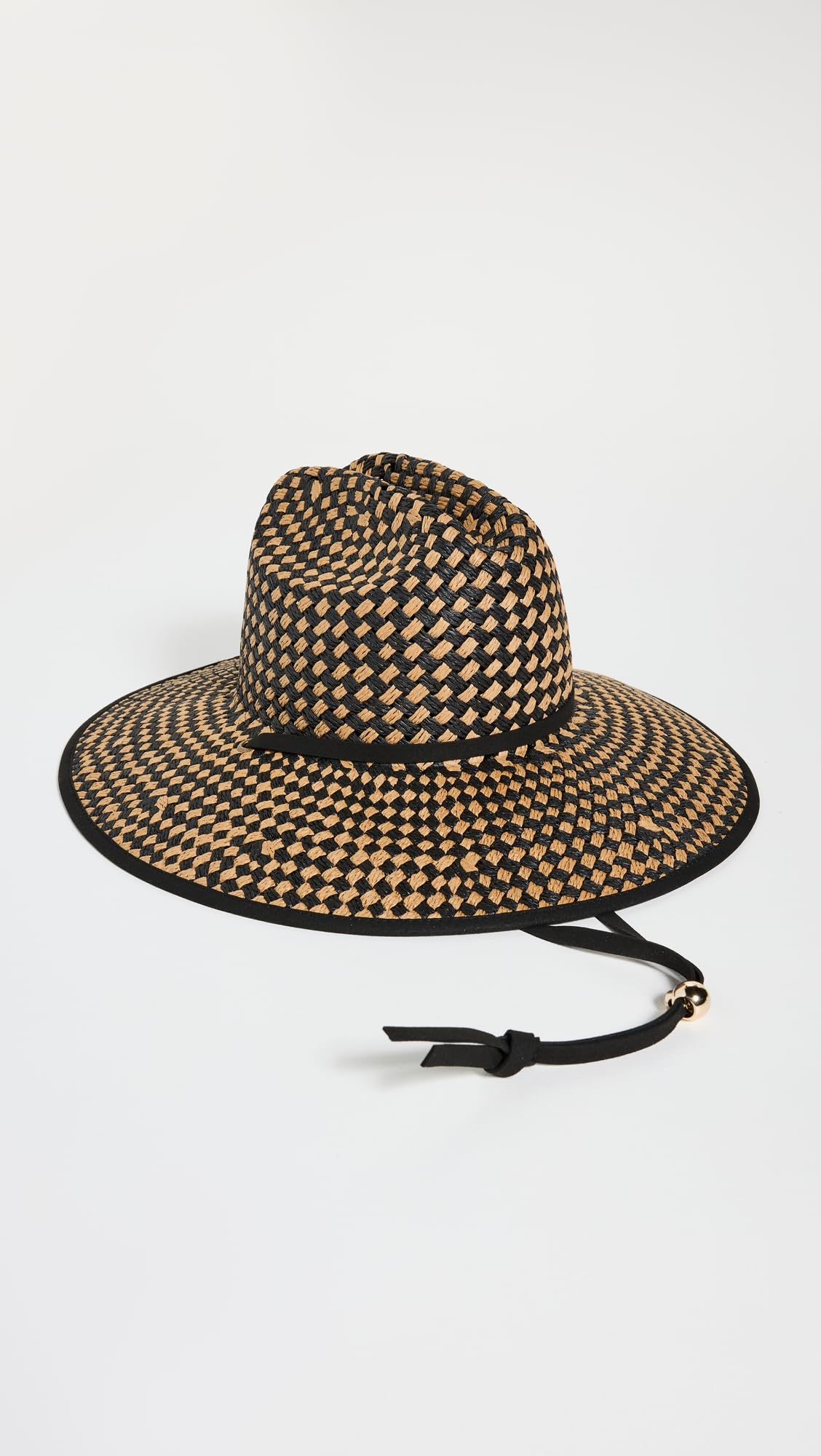 Lele Sadoughi Women's Straw Checkered Hat, Jet Natural 001, Black, Print, One Size