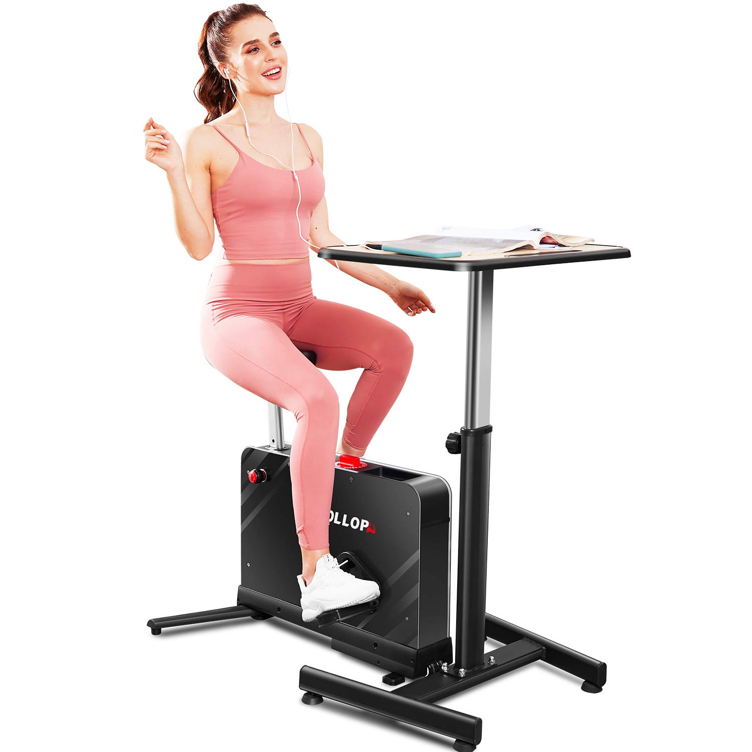 HIROLLOP Indoor Cycling Bike, Standing Desk Exercise Bike with Fully Adjustable for Home, Office, Sport and Workout Cardio(exercise bike with desk)