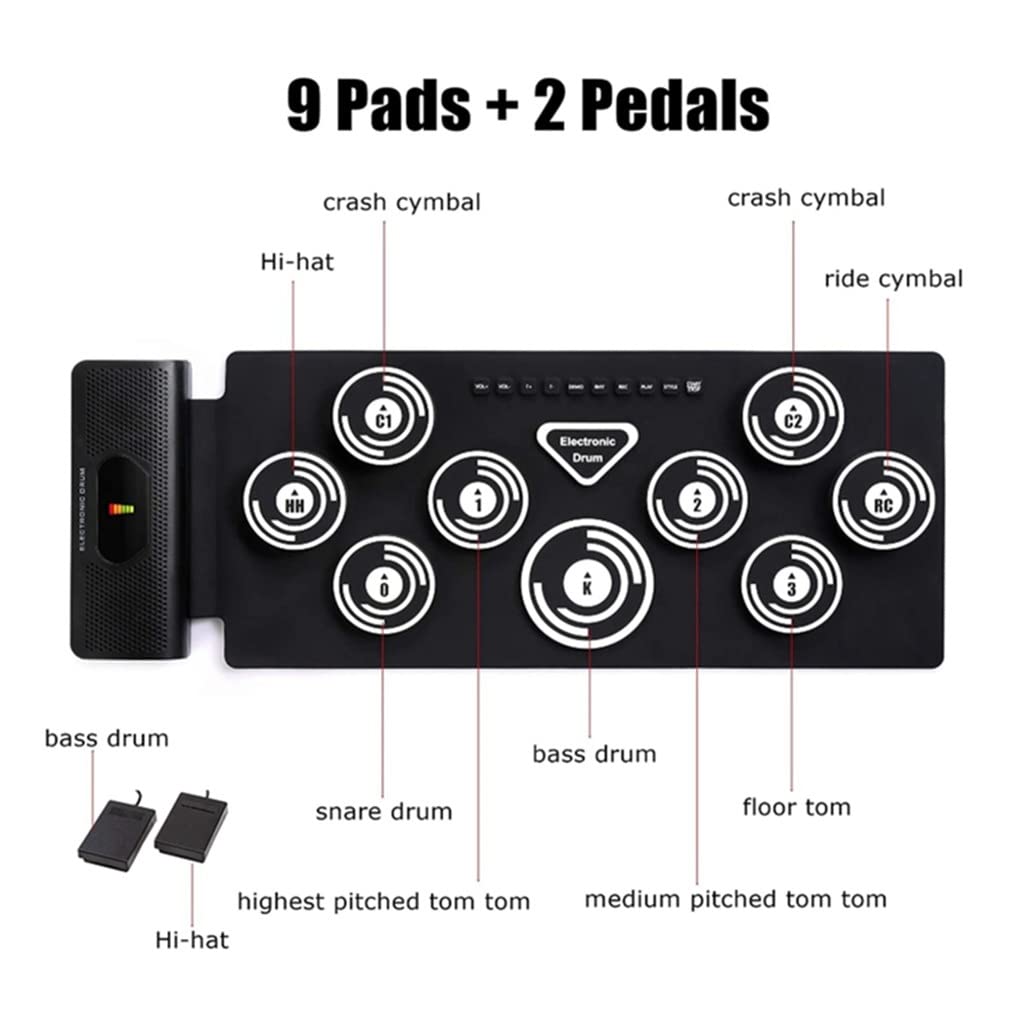 IULJH Electronic Drum Machine Portable Roll Up Practice Pad for Kids Children Beginners Beginner