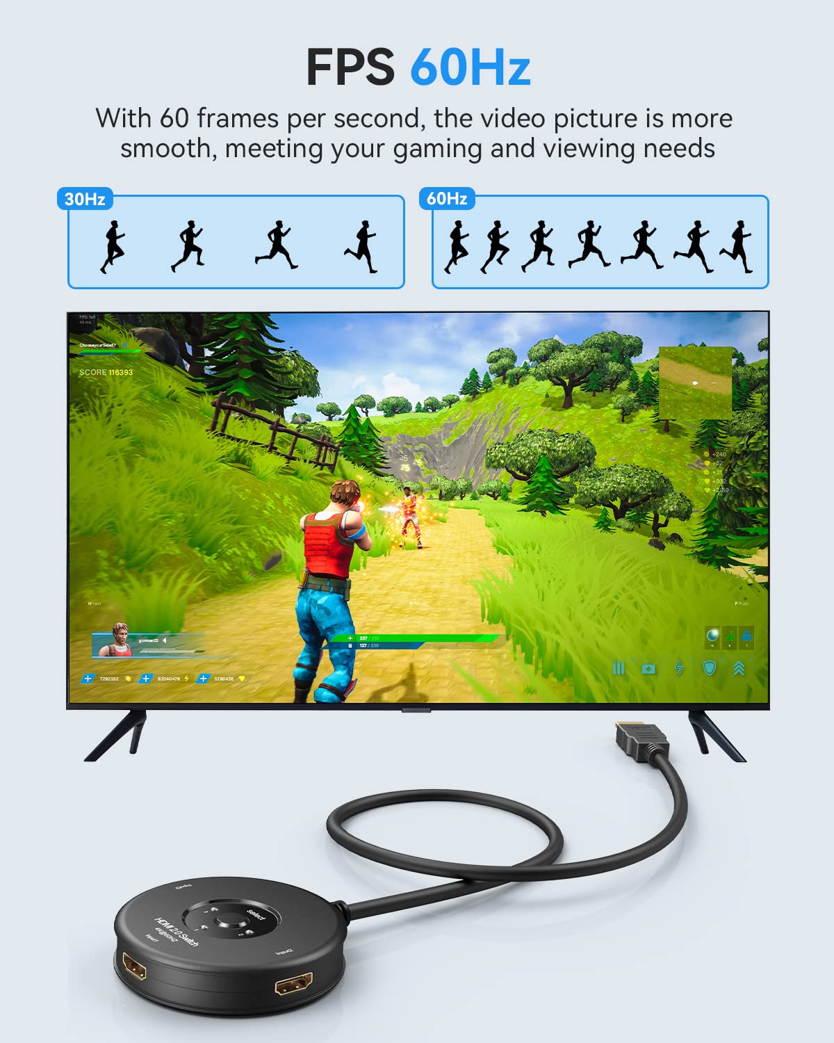HDMI Switch 4K 60Hz, 3 in 1 Out HDMI Splitter for HDTV/Xbox/PS5/Fire Stick/DVD Player/PS4/PS3 4K 1080P 3D, Meofia HDMI Hub 3 Port HDMI Switch Box, HDMI 2.0 Switcher Multi HDMI Adapter