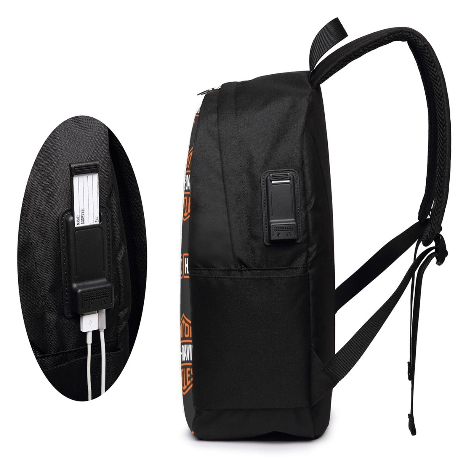 Harley Large Capacity Backpack Davidson Logos Laptop Backpack Men'S And Women'S Travel Bag