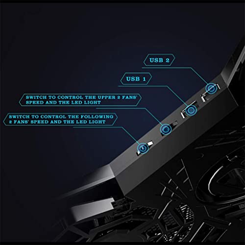 GXLMHL Laptop Cooler Cooling Pad Gaming Cooler Bracket with Four Fans and 2 USB for 14-17" Laptops (Color : E, Size : 40 * 24 * 6.5cm)