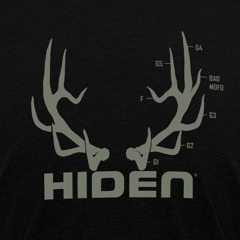 HIDEN Points Elk Antlers Graphic Tees Hunting Shirts for Men, Black T Shirt, XL