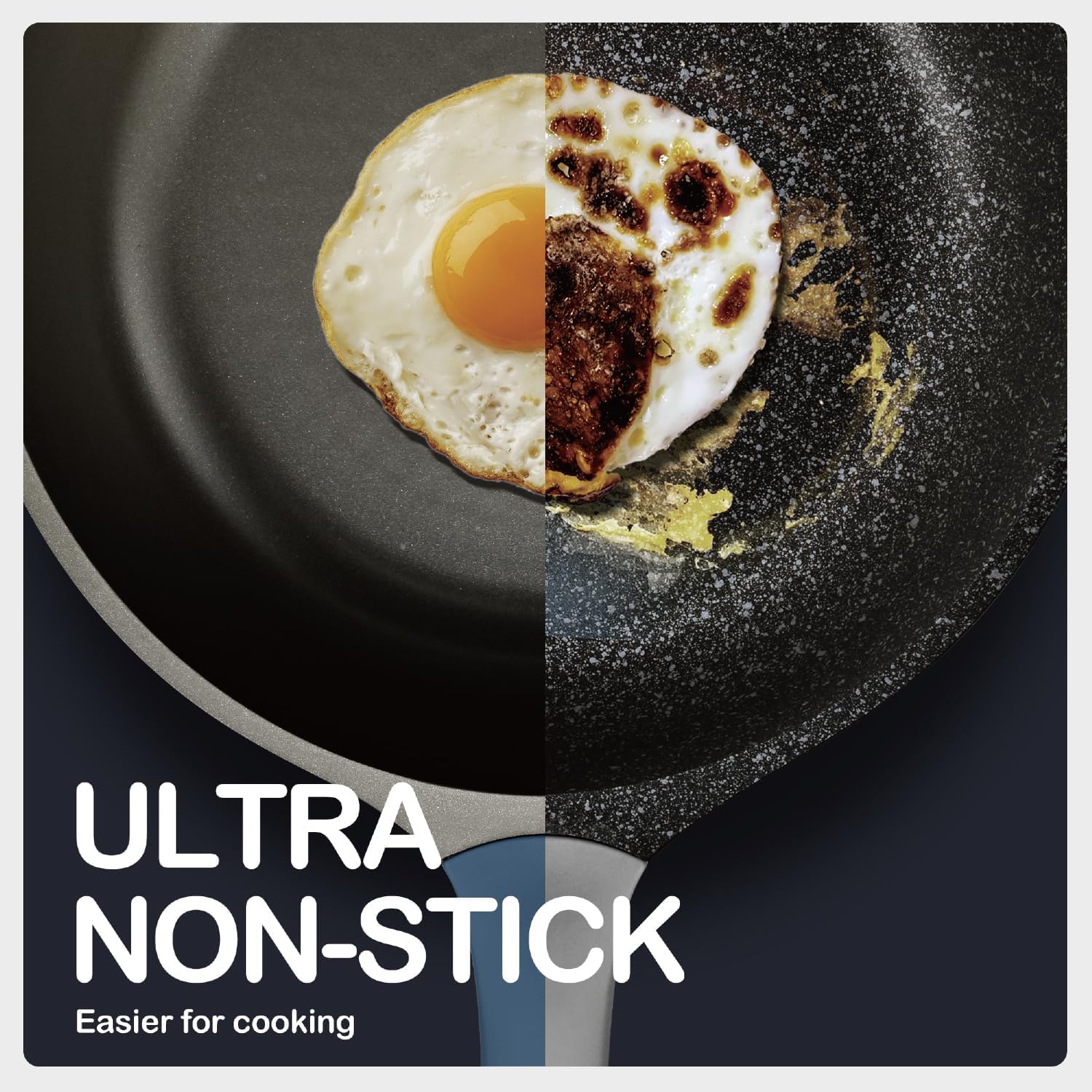 LIGTSPCE Always Nonstick Multipurpose Saute pan,All-in-One Pan,Large Skillet with Strainer,Deep Frying Pan with Lid(11-inch), PFOA Free non stick chef’s pan,Dishwasher and Oven Safe(Cerulean)