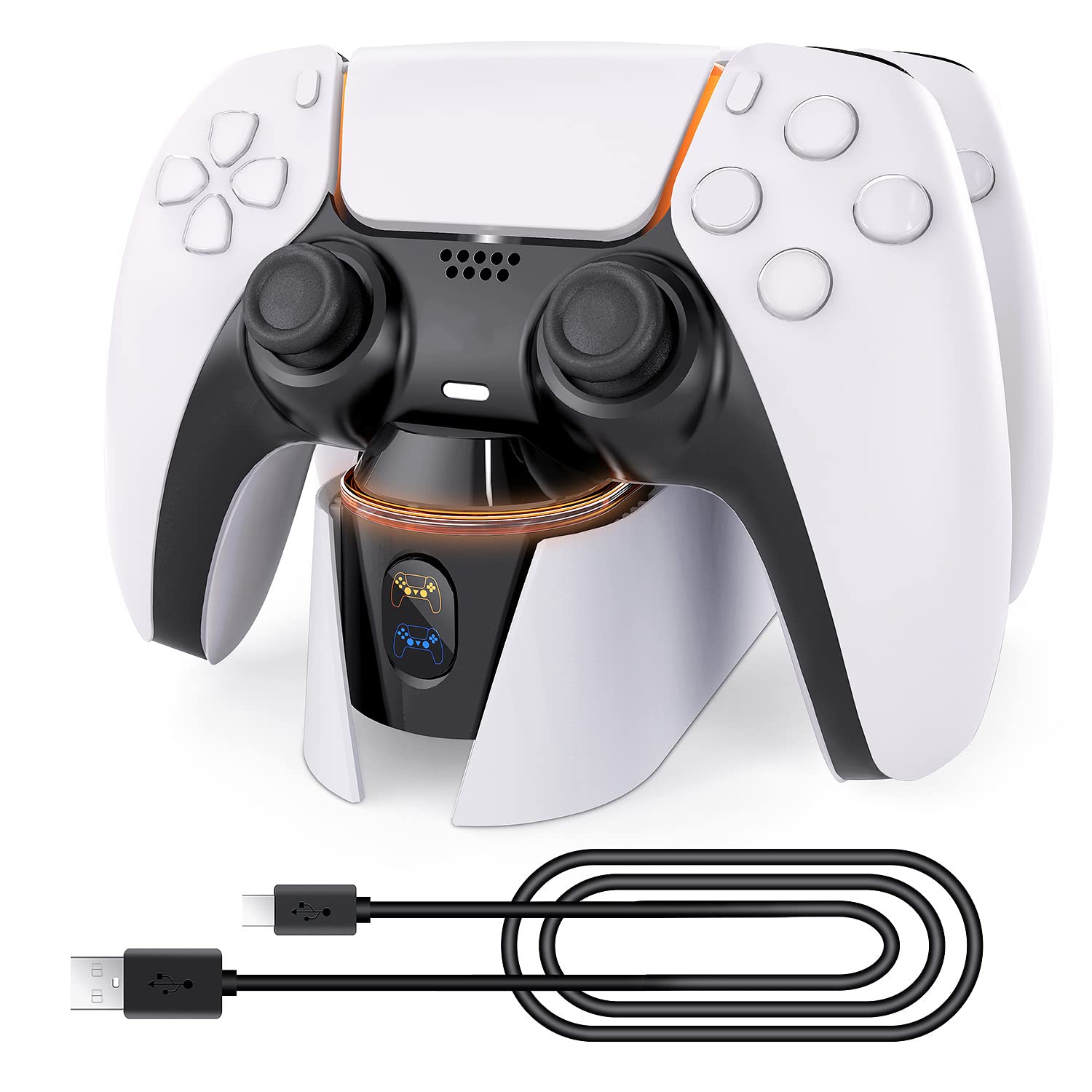 HLRAO PS5 Controller Charging Station,Upgraded PS5 Fast Charger Station with LED Indicators Light Contraller Charging Stand for Controller.