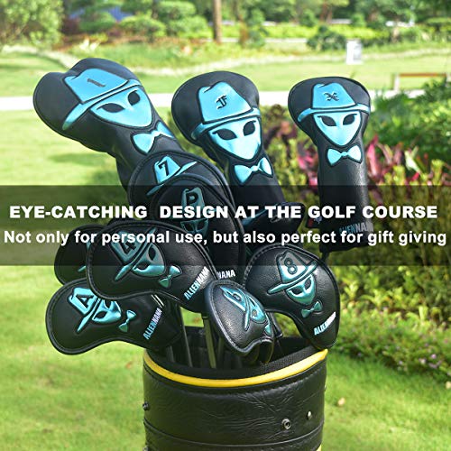 Golf Club Headcover Set Golf Driver Cover Fairway Cover Hybird Covers Iron Headcover Blade Putter Covers, Synthetic Leather Headcover