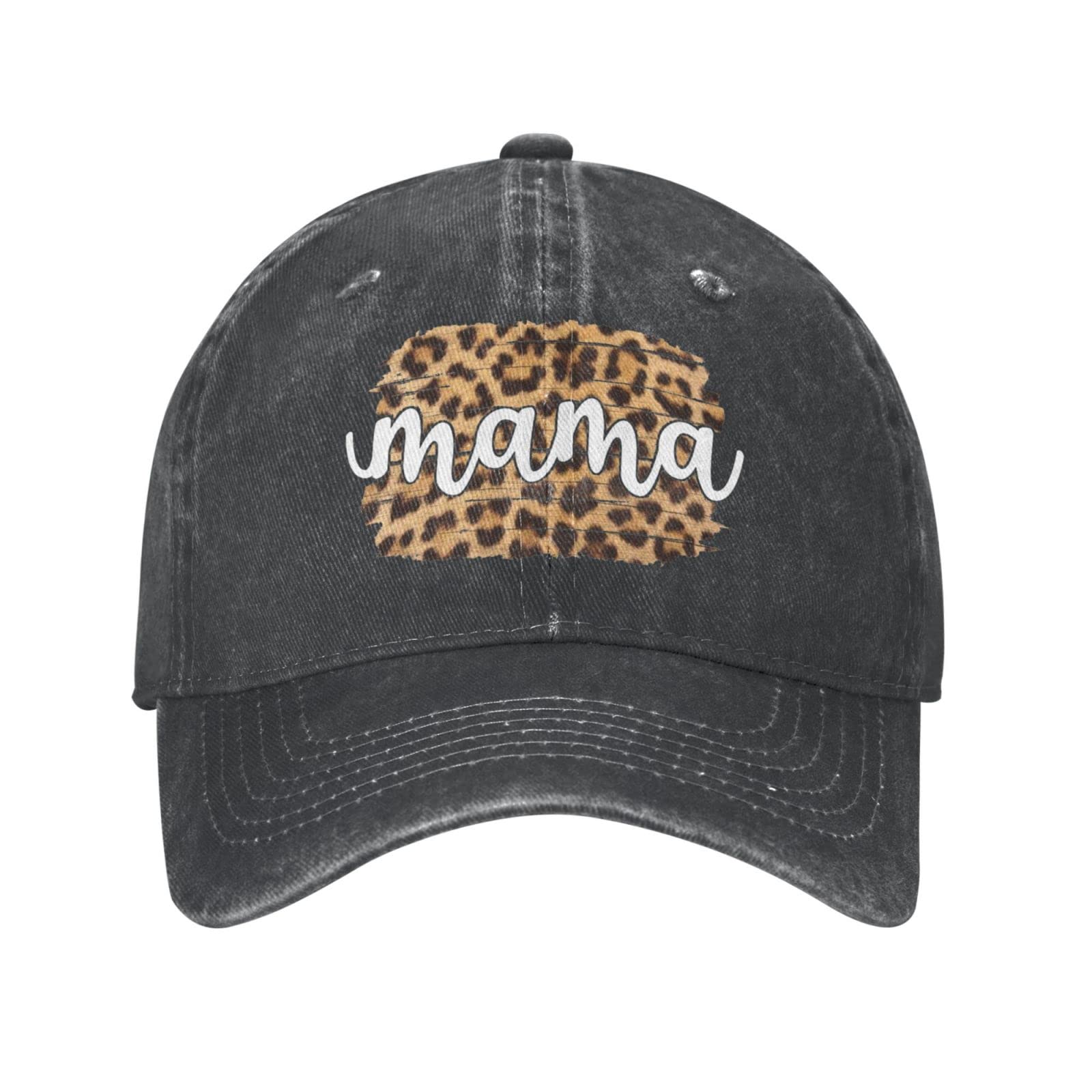 Inked Mama Cheetah Leopard Print Cowboy Hat Adjustable Baseball Cap Trucker Hats Black