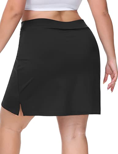 Hanna Nikole Womens Sports Skirts with Biker Shorts Active High Waisted Trip Golf Workout Skorts 18W Black